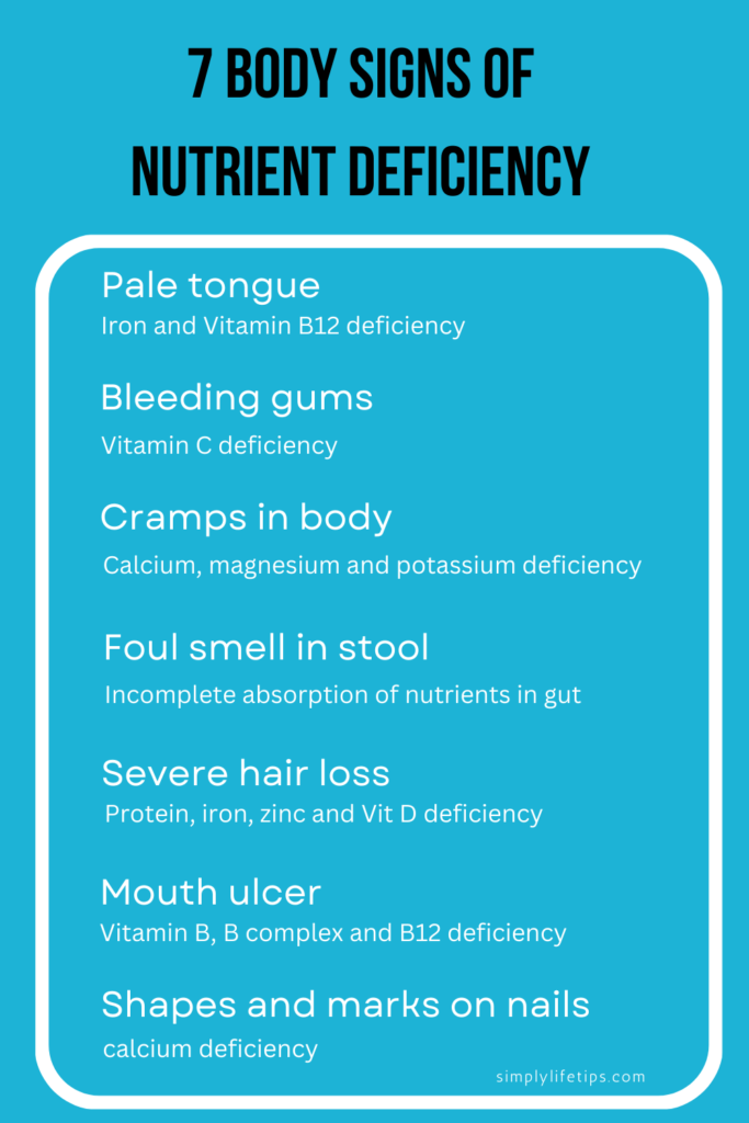 7 Common Body Signs Of Nutrient Deficiency And Solutions - Simply Life Tips